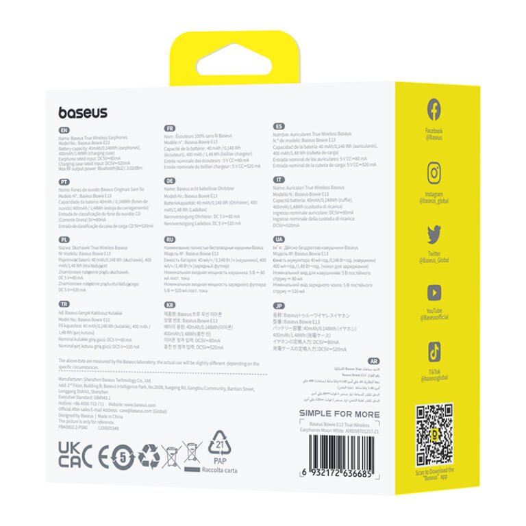 Baseus Bowie E13 True Wireless Earphones – Moon White (1Y) – Baseus Colombo